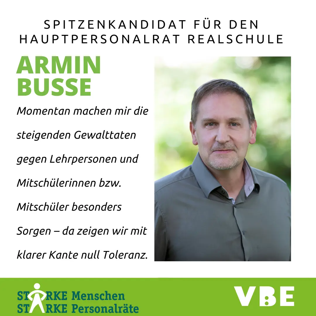 Armin Busse kandidiert für den Hauptpersonalrat Realschule - VBE