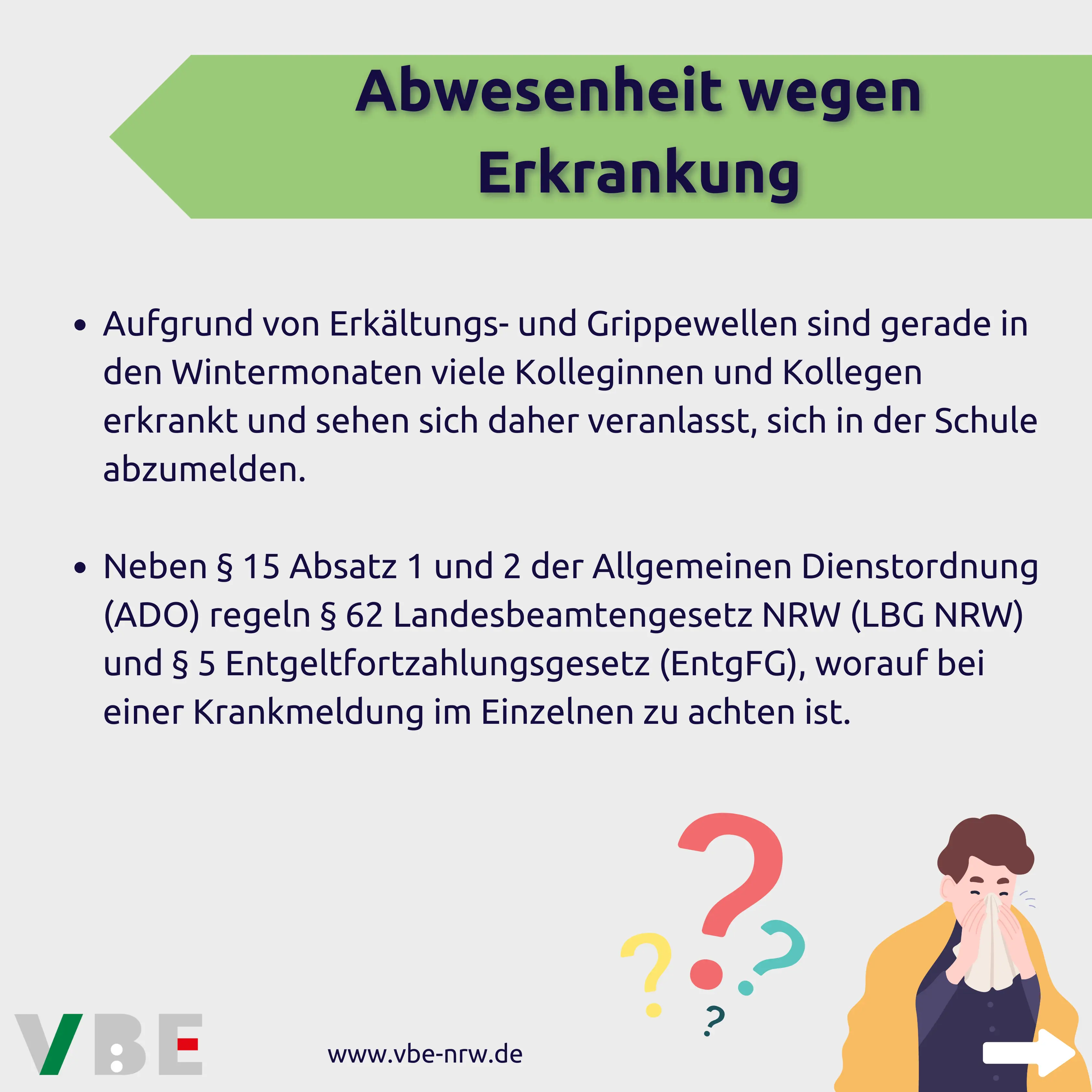 Abwesenheit wegen Erkrankung - VBE